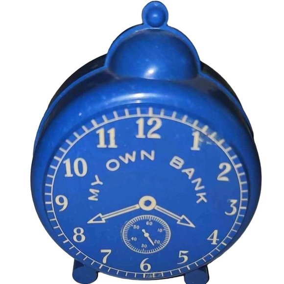 Accents | Vintage My Own Bank Miniature Blue Plastic Clock Bank Vintage ...